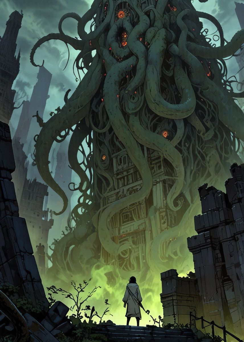 'Cthulhu Tower' Poster, picture, metal print, paint by ramastera33 | Displate
