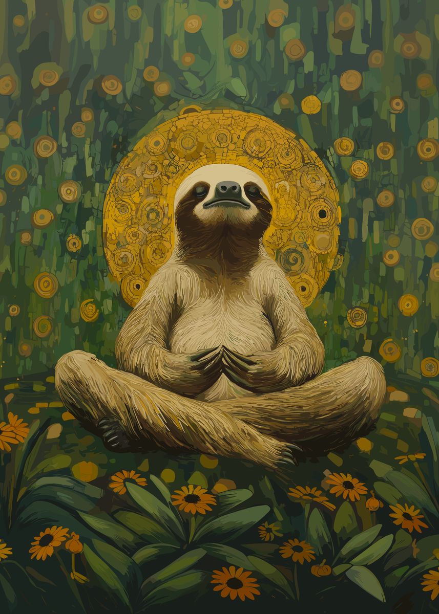 'Sloth in Meditation' Poster, picture, metal print, paint by Omar Kanan ...