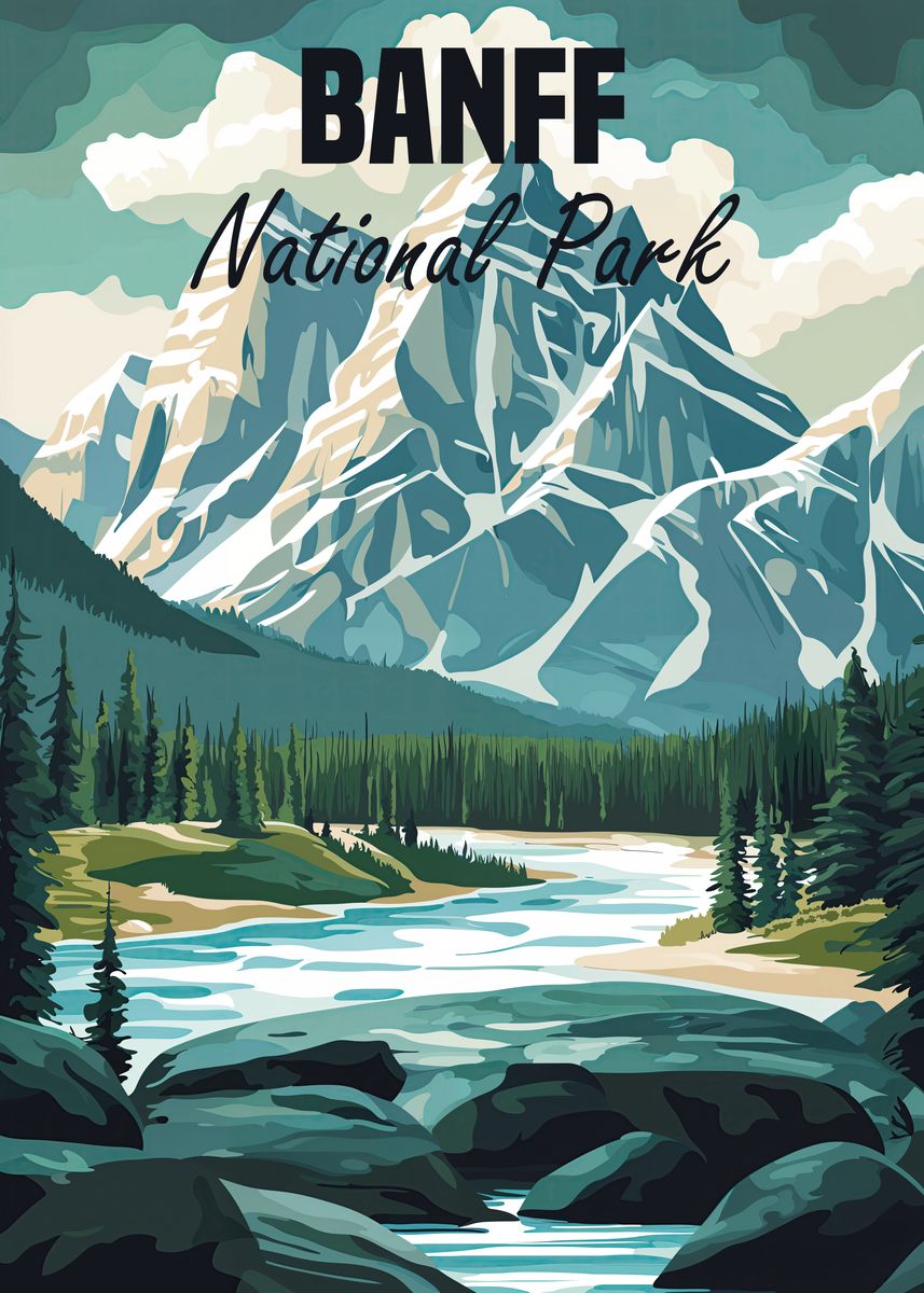 'Banff National Park Poster' Poster, picture, metal print, paint by ...