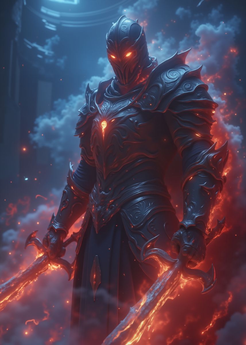 'Fiery Knight' Poster, picture, metal print, paint by Krzysztof ...