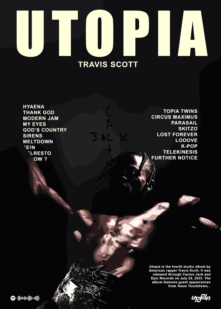 'Travis Scott Utopia' Poster, picture, metal print, paint by BLACKISTE ...