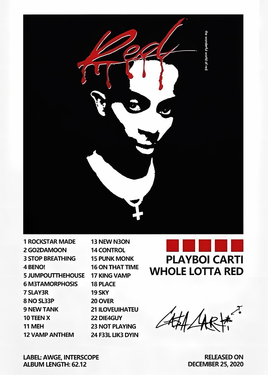 'Playboi Carti Whole Lotta Red Album Cover' Poster, picture, metal ...