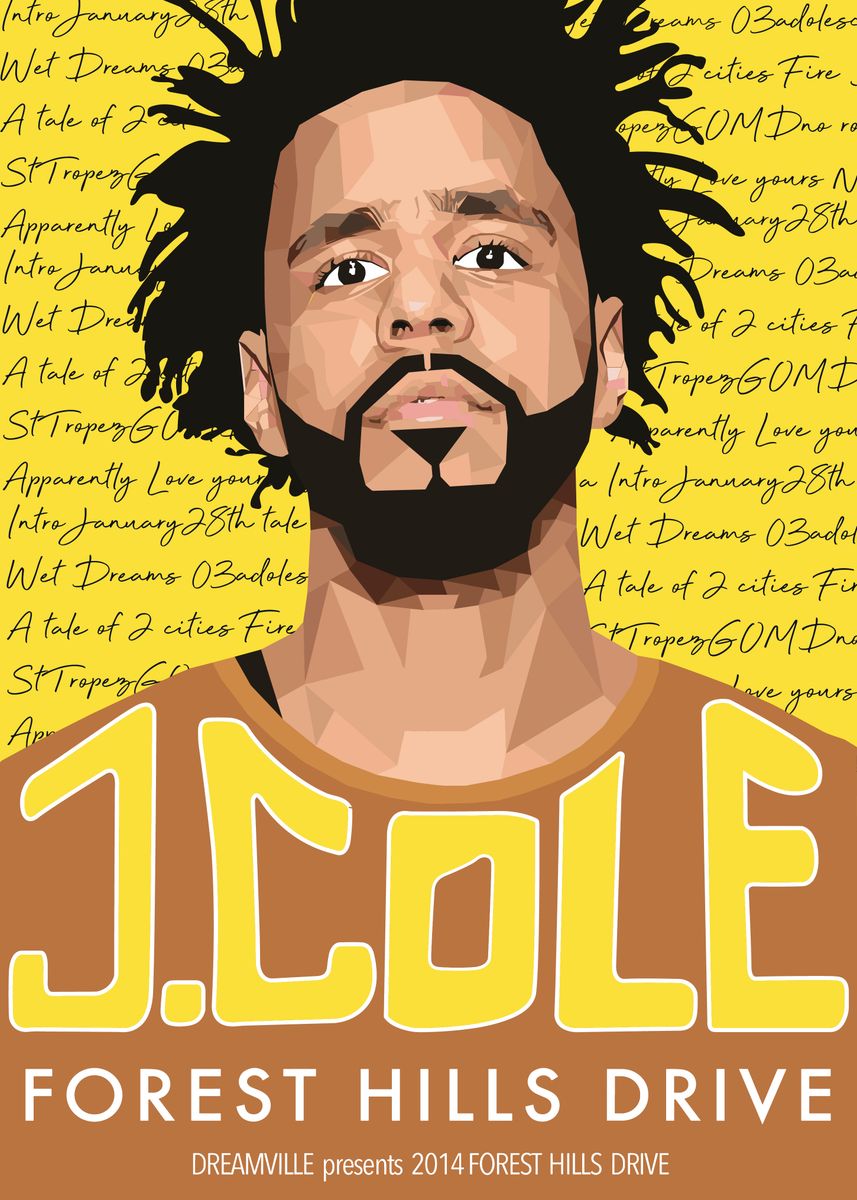 'J Cole' Poster, picture, metal print, paint by VisionPrint | Displate