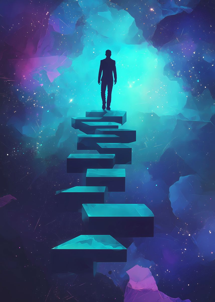 'Cosmic Steps' Poster, picture, metal print, paint by Vendzi | Displate