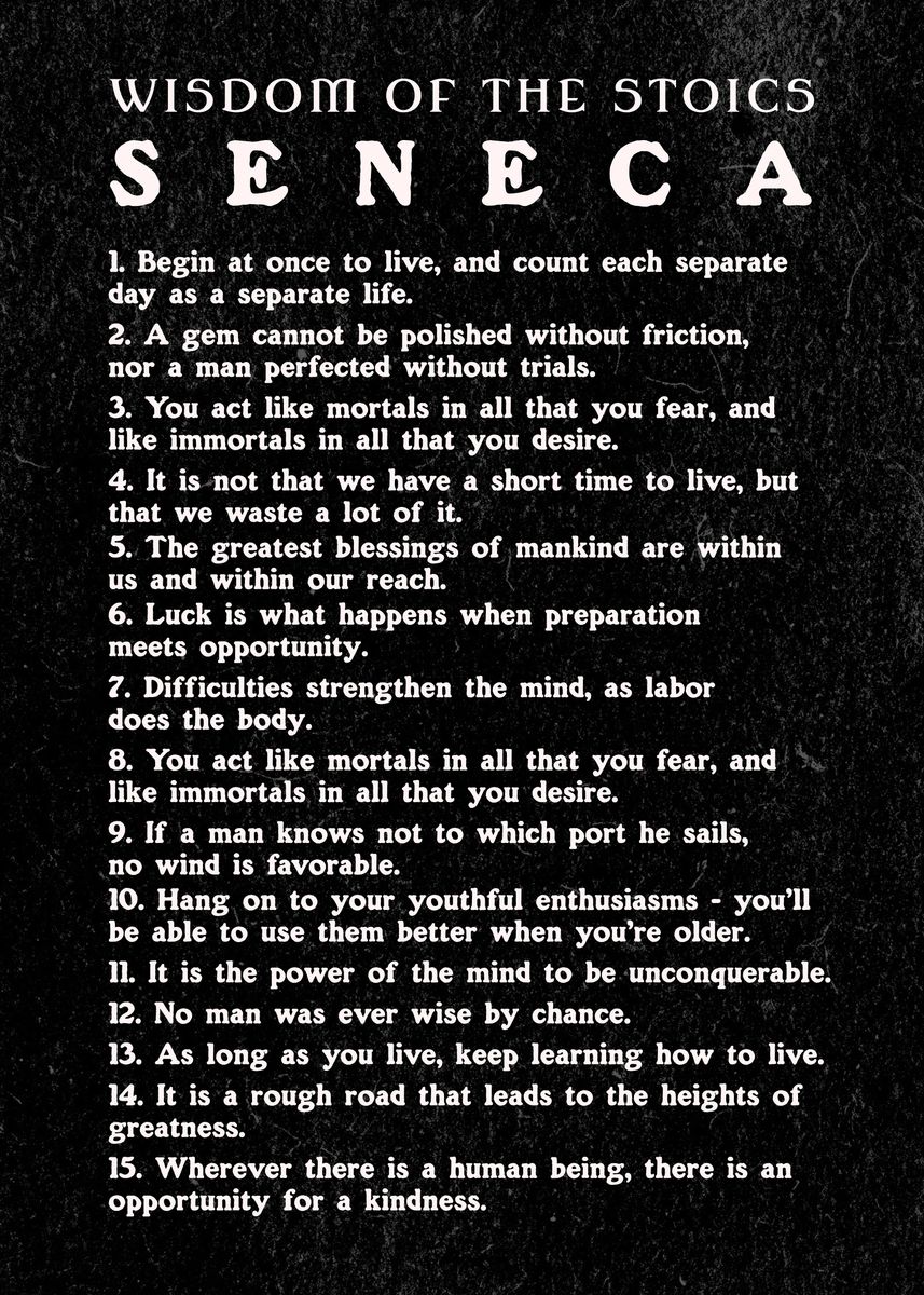 'Seneca Stoics Wisdom' Poster, picture, metal print, paint by Jovana ...