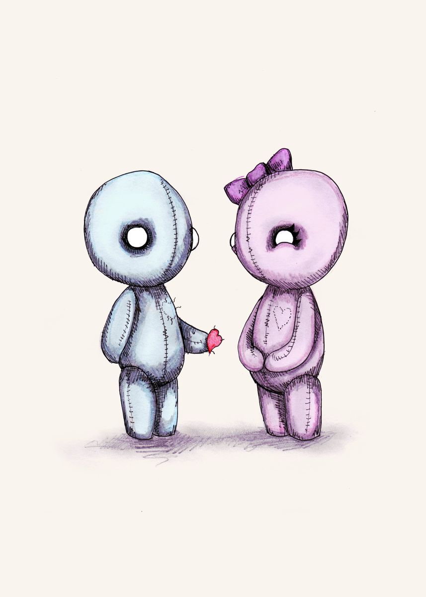 'Love Plushies' Poster, picture, metal print, paint by LVB Art | Displate