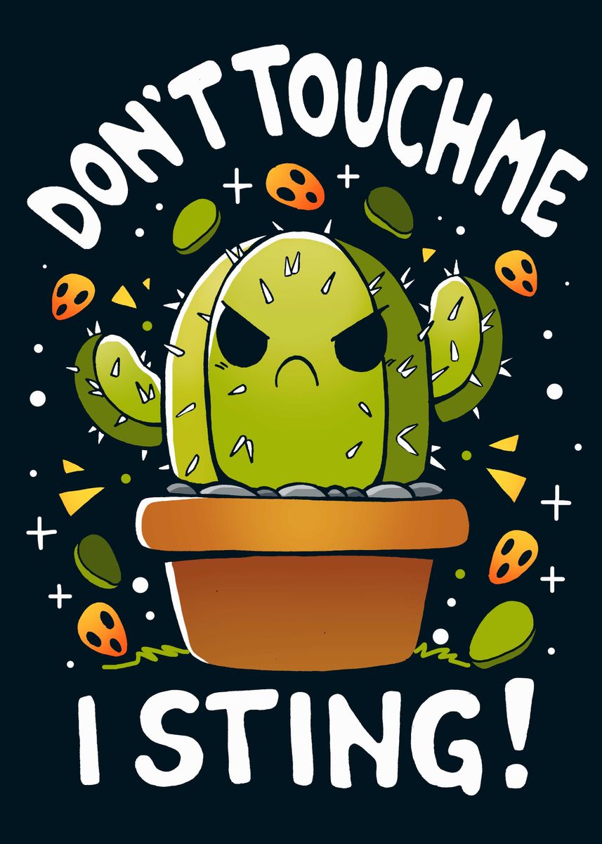 'Angry Cactus Illustration' Poster, picture, metal print, paint by ...