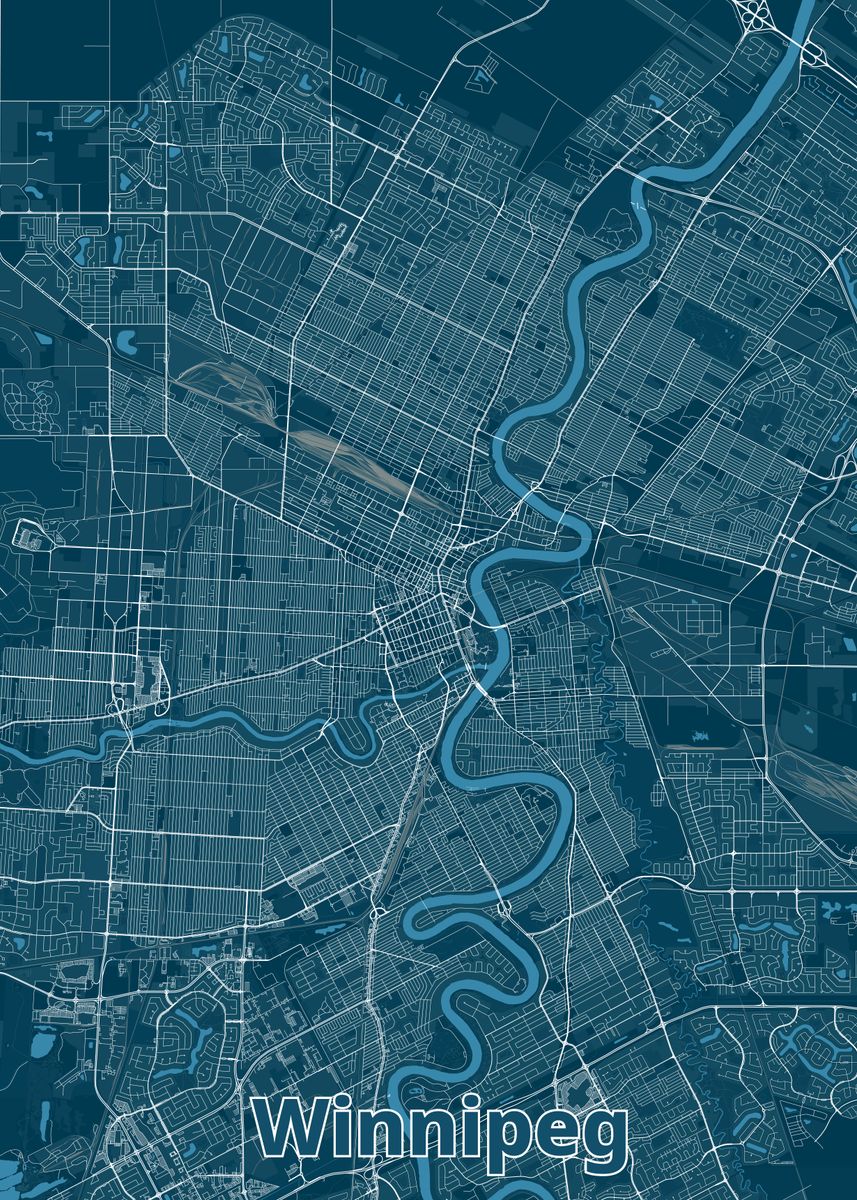 'Winnipeg City Map' Poster, picture, metal print, paint by Sam Kal ...