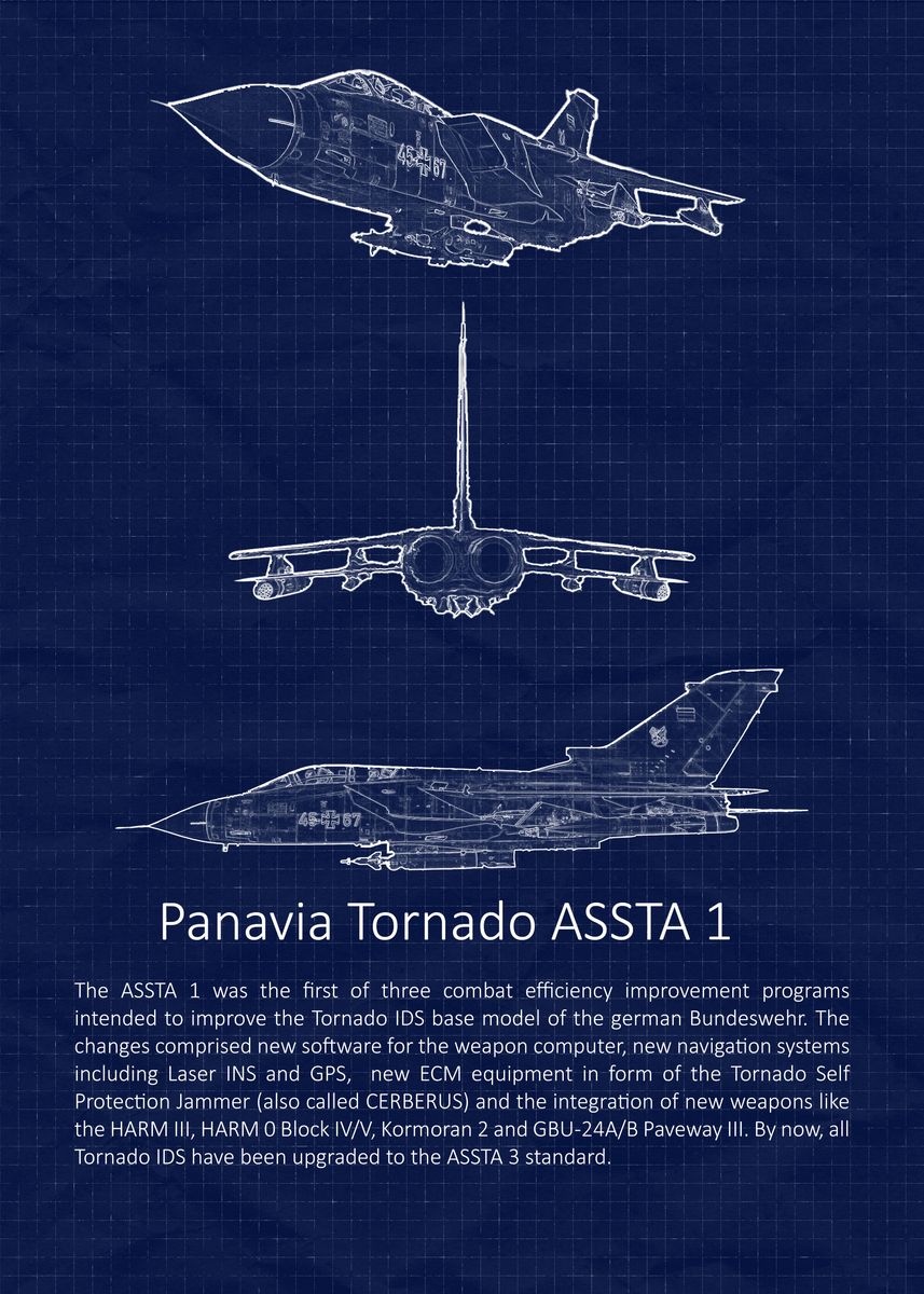 'Panavia Tornado ASSTA 1 Blueprint' Poster, picture, metal print, paint ...