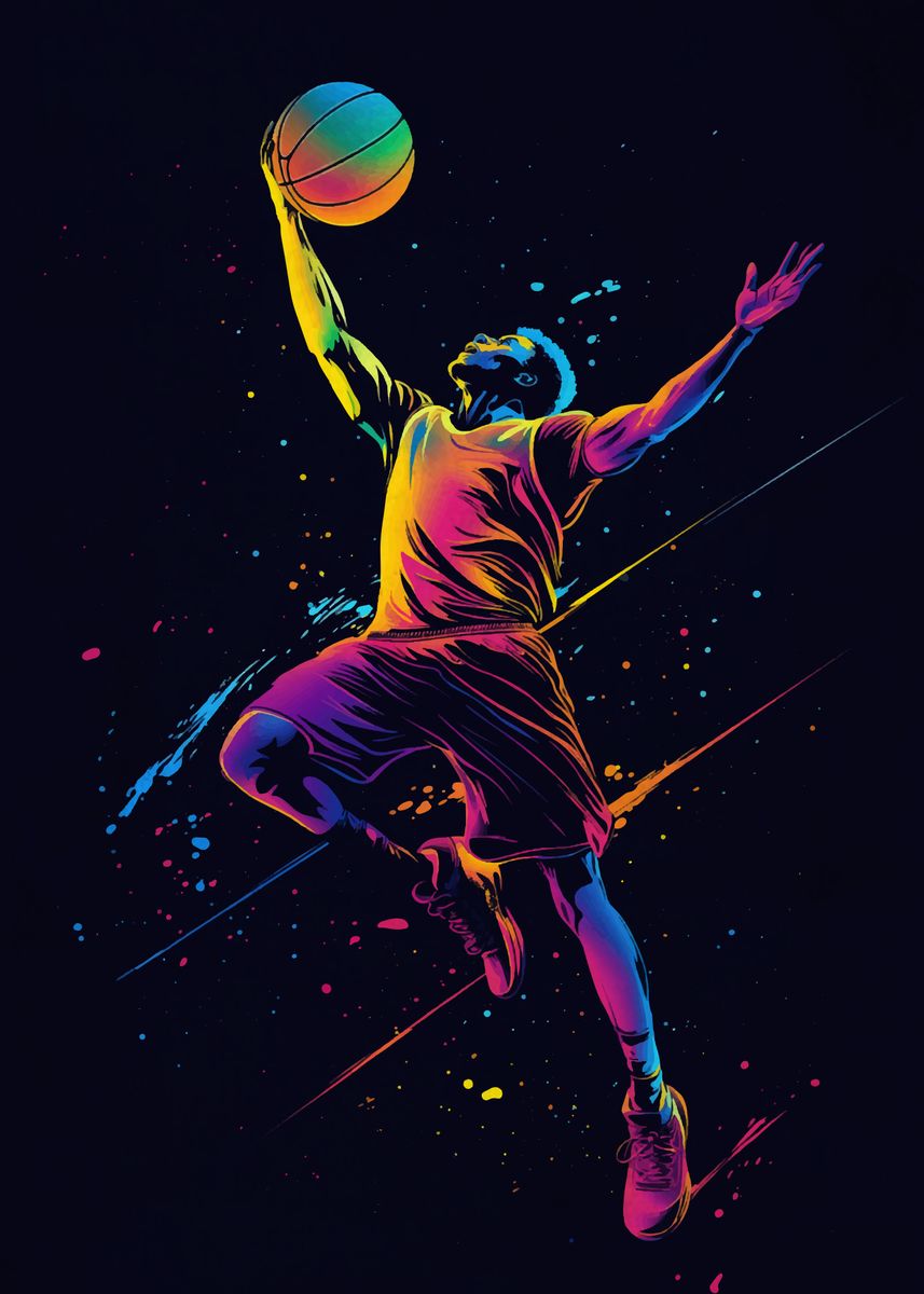 'Basketball Dunk Artwork' Poster, picture, metal print, paint by ...