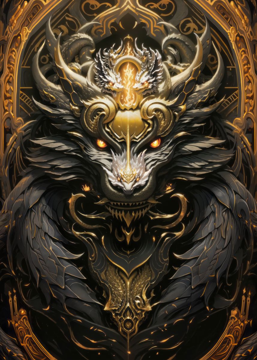 'Golden Infernal Dragon Sovereign' Poster, picture, metal print, paint ...