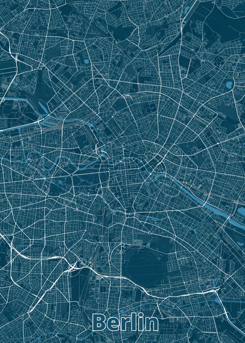'Berlin City Map' Poster, picture, metal print, paint by Sam Kal | Displate