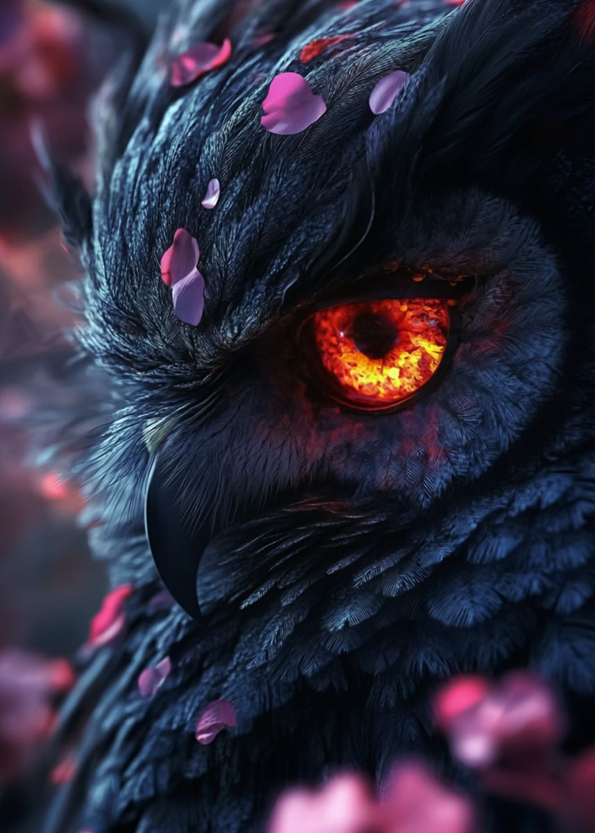 'Fiery Owl Close-Up' Poster, picture, metal print, paint by K3xiao ...