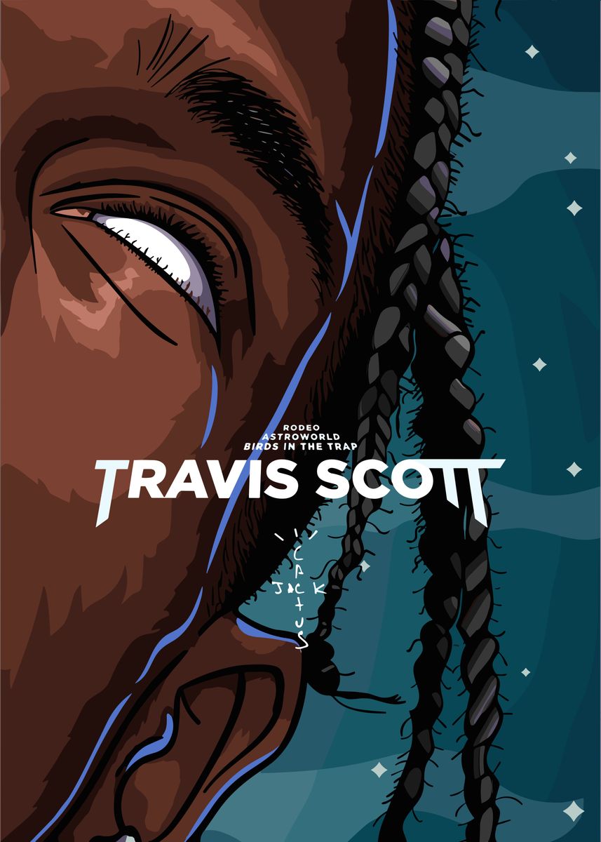 'Travis Scott Portrait' Poster, picture, metal print, paint by Zalem ...
