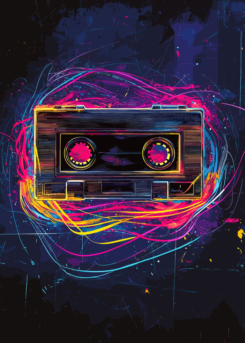 'Retro Cassette Tape Art' Poster, picture, metal print, paint by ...