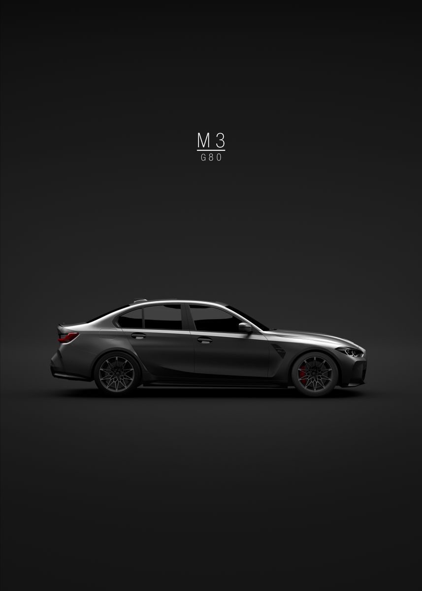'BMW M3 G80 Side View' Poster, picture, metal print, paint by 21 MXM ...