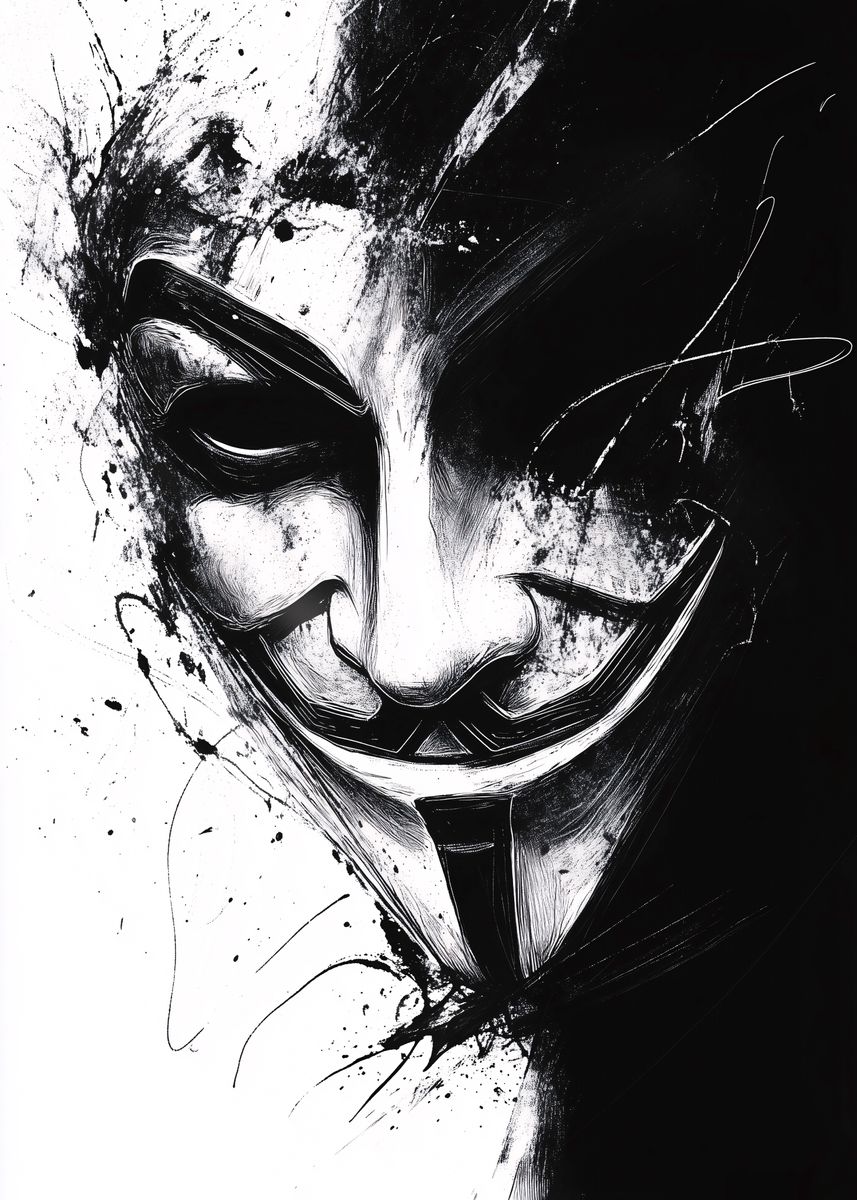 'Anonymous Mask Art Vendetta' Poster, picture, metal print, paint by ...