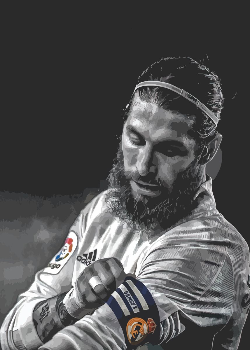 'Sergio Ramos Portrait' Poster, picture, metal print, paint by Sheshh ...