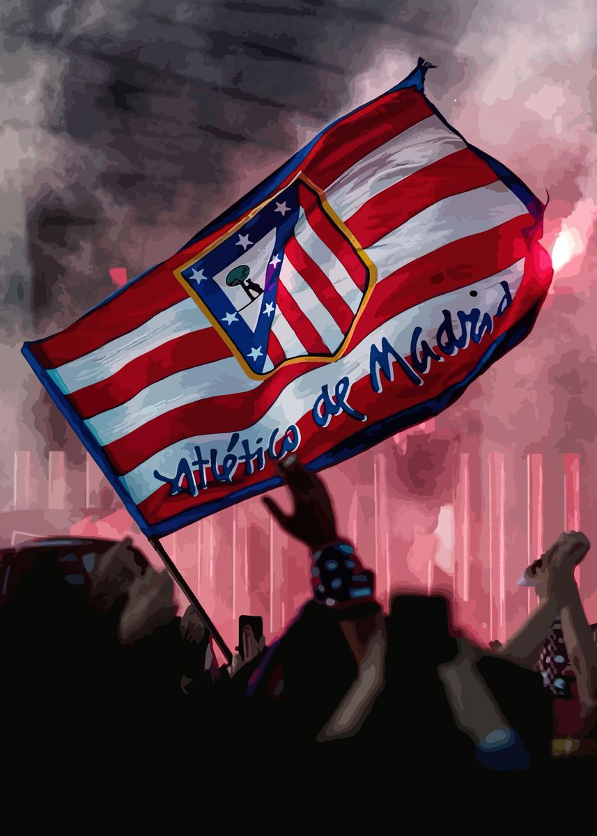 'Atlético de Madrid Flag' Poster, picture, metal print, paint by Sheshh ...