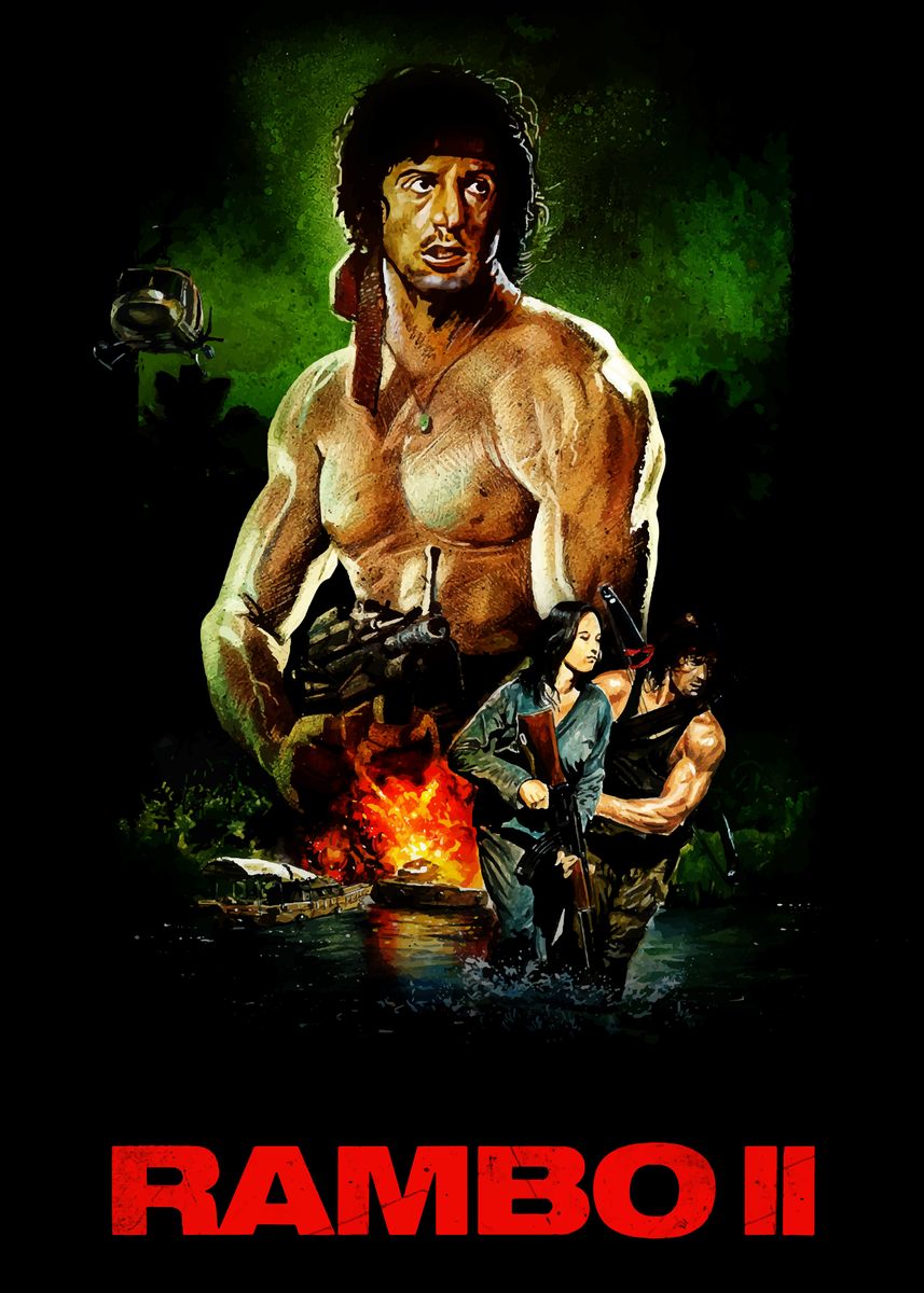 'Rambo II Movie Poster' Poster, picture, metal print, paint by sakim ...
