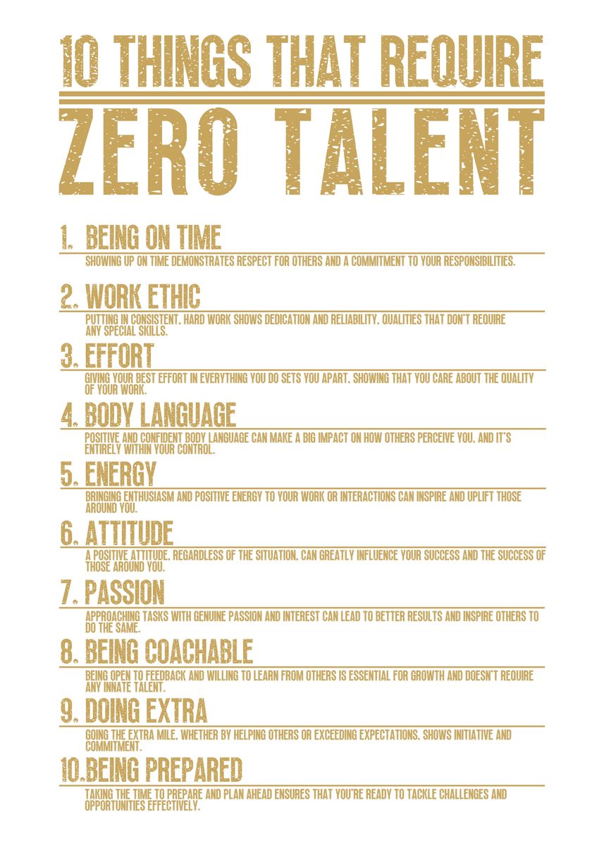 '10 Things That Require Zero Talent' Poster, picture, metal print ...