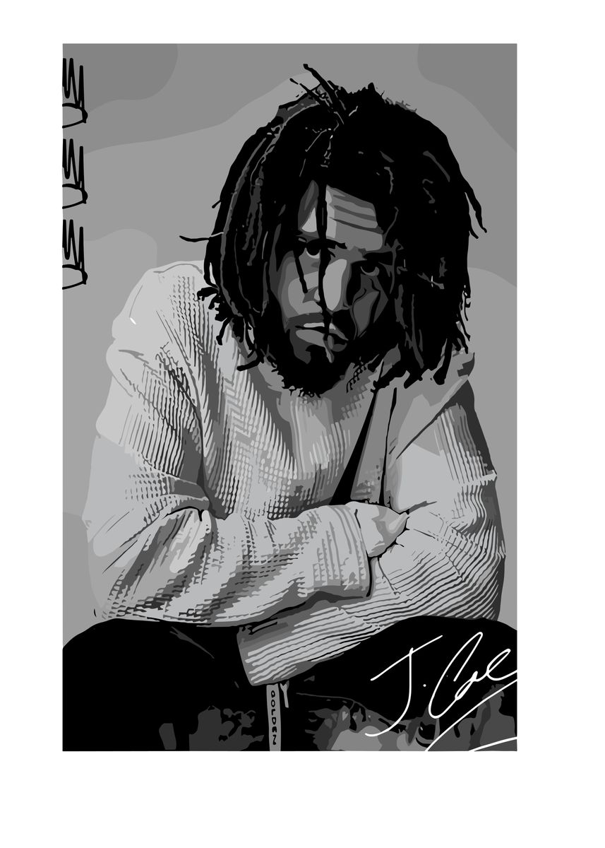'J. Cole Portrait' Poster, picture, metal print, paint by Manaj Print ...