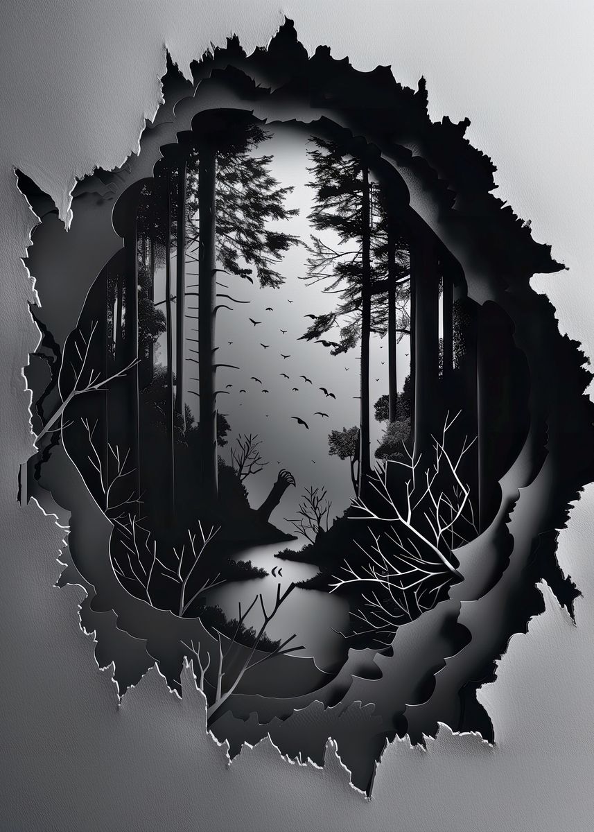 'Papercut Forest' Poster, picture, metal print, paint by Abstract art ...