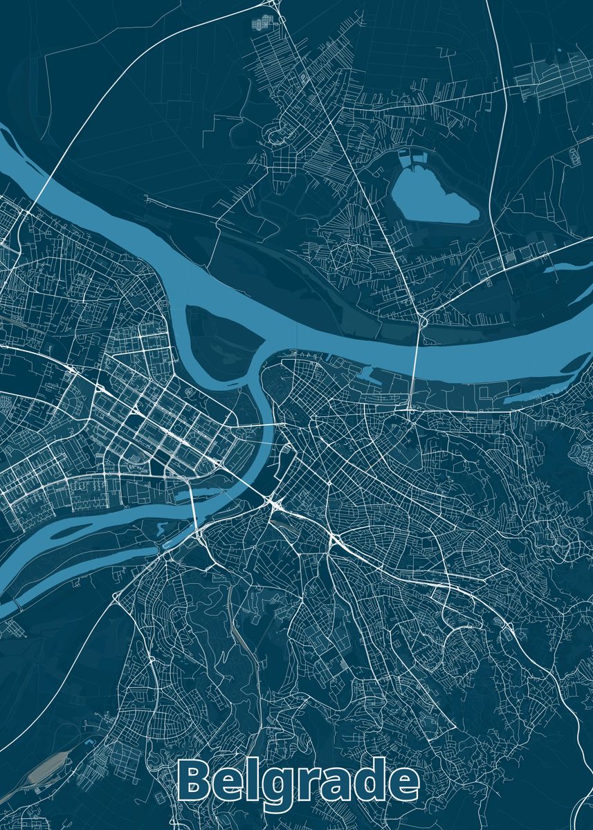 'Belgrade City Map' Poster, picture, metal print, paint by Sam Kal ...