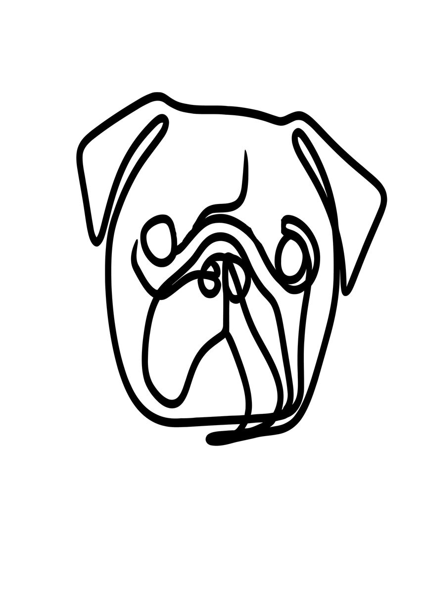 'Pug Line Art' Poster, picture, metal print, paint by Mindlines | Displate