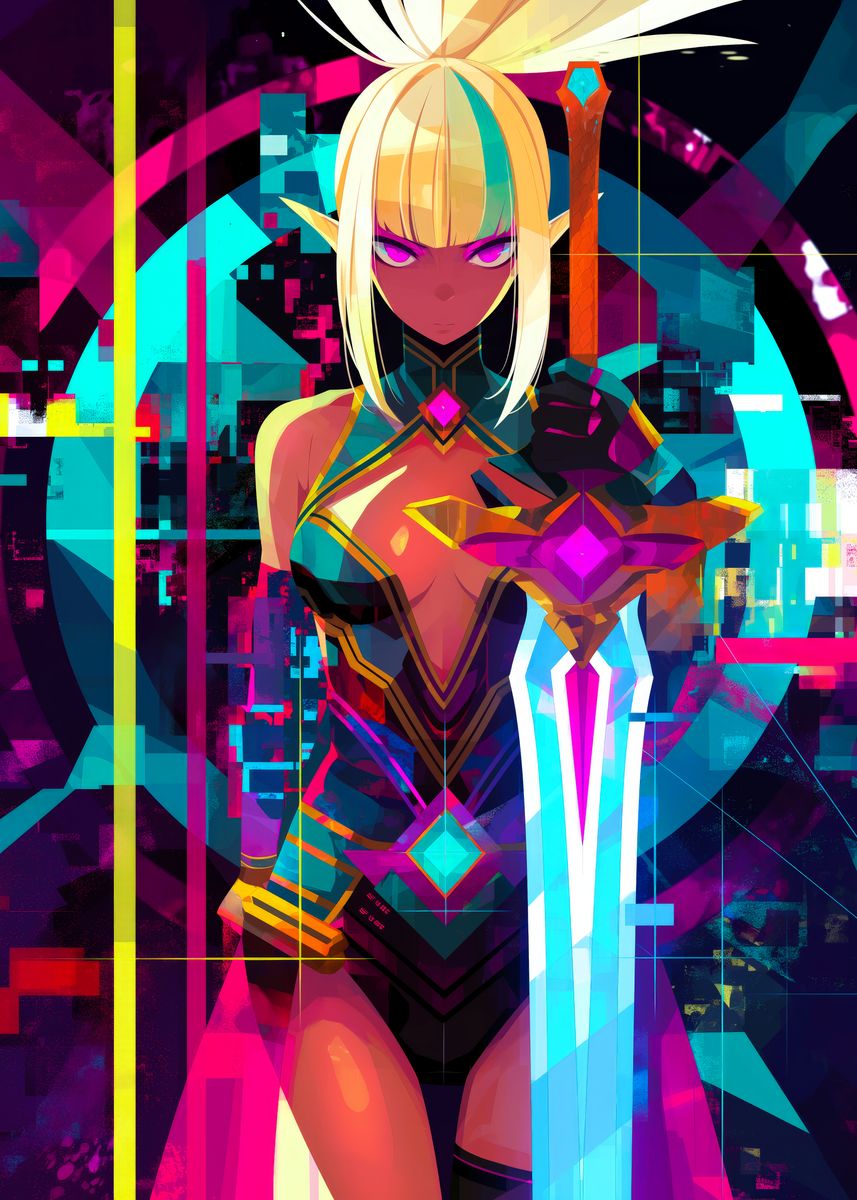 'Cyberpunk Warrior' Poster, picture, metal print, paint by Lorence | Displate