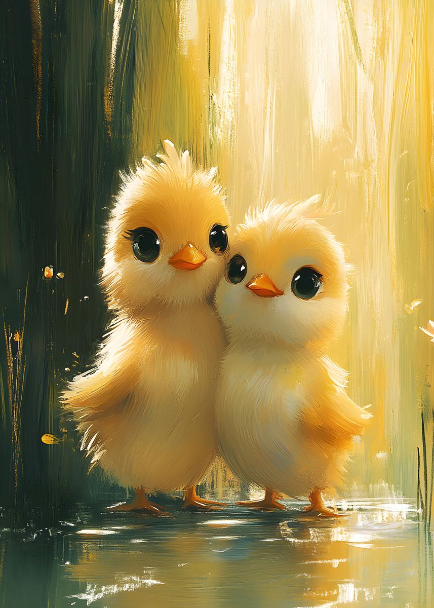 'Cute Baby Chicks' Poster, picture, metal print, paint by Mapsters ...