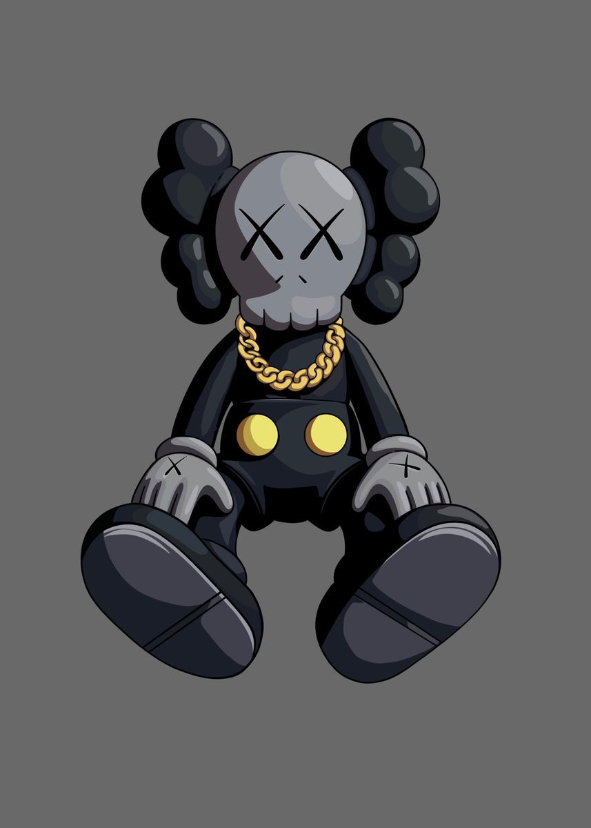 'Kaws with Gold Chain' Poster, picture, metal print, paint by Biopic ...