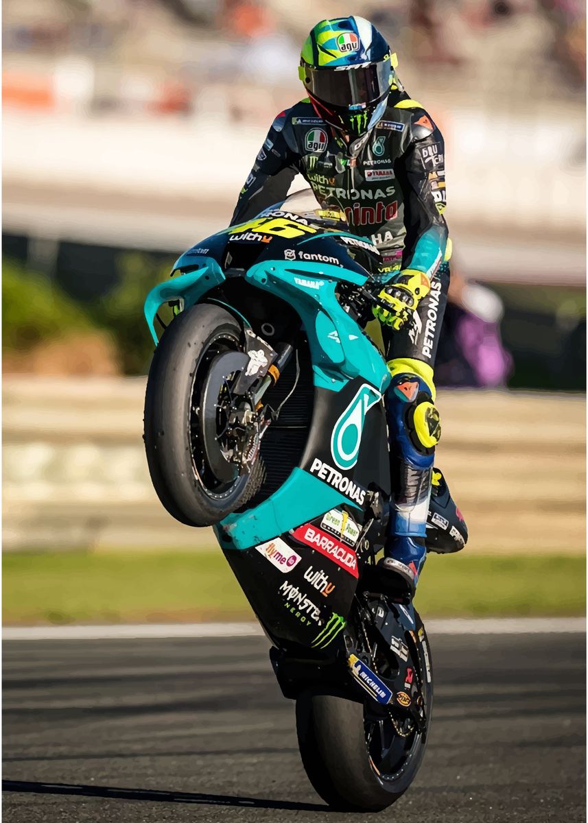 'MotoGP Rider Wheelie' Poster, picture, metal print, paint by ...