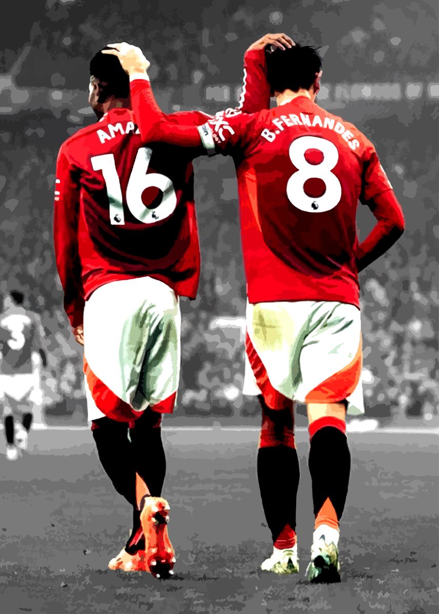 'Bruno Fernandes and Amad' Poster, picture, metal print, paint by ...