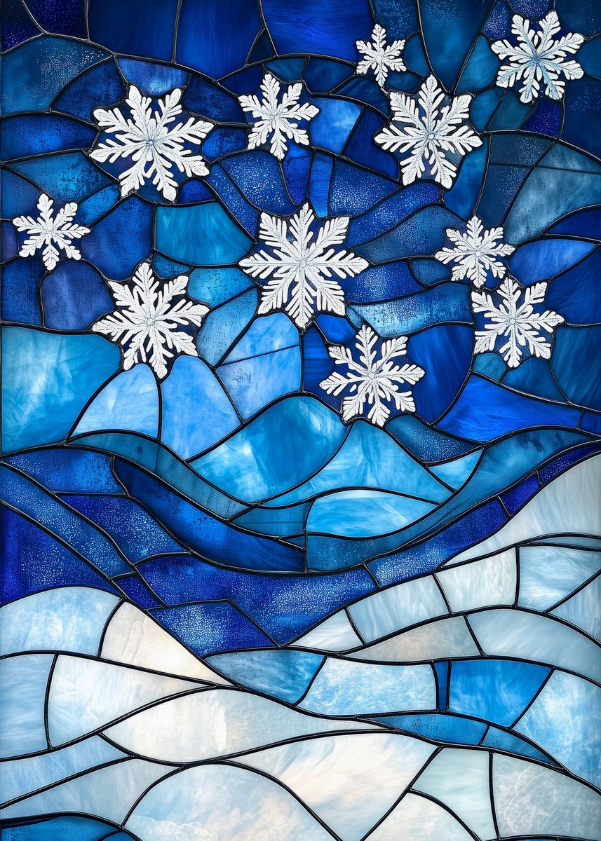 'Stained Glass Winter' Poster, picture, metal print, paint by Golden ...
