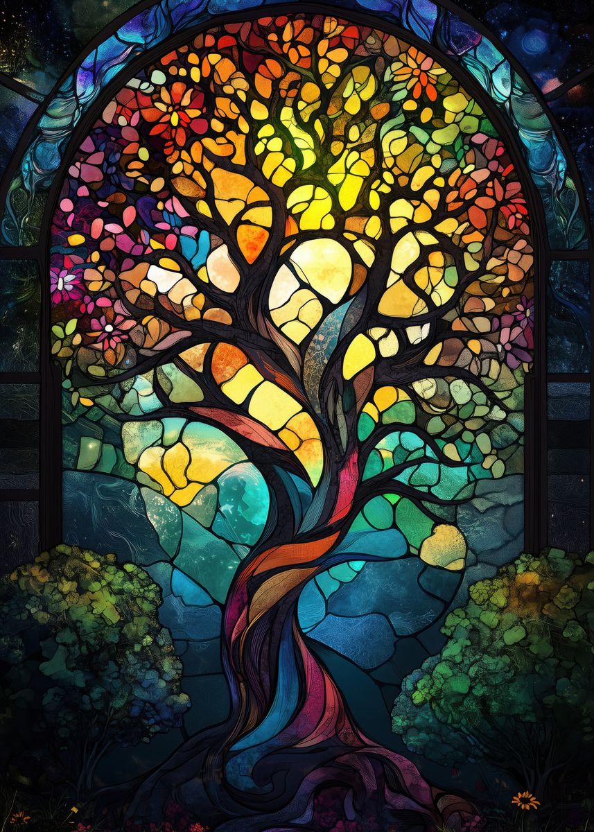 'Stained Glass Tree of Life' Poster, picture, metal print, paint by ...