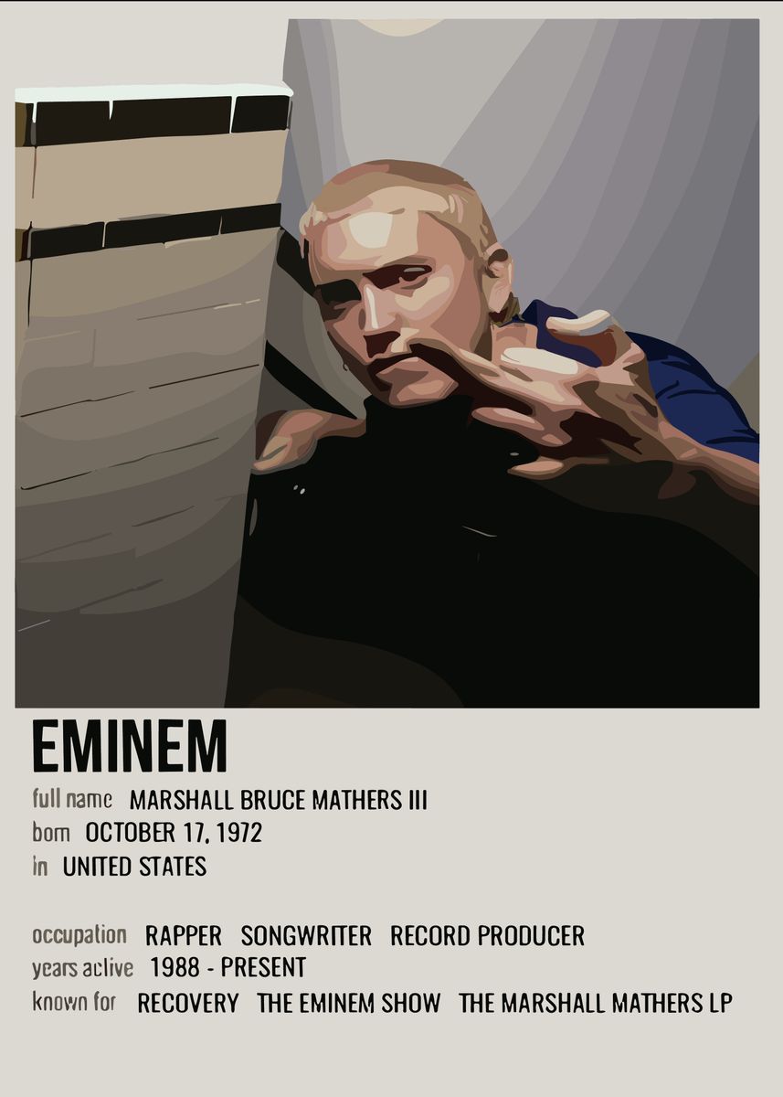 'Eminem Rapper Music' Poster, picture, metal print, paint by Elg ...