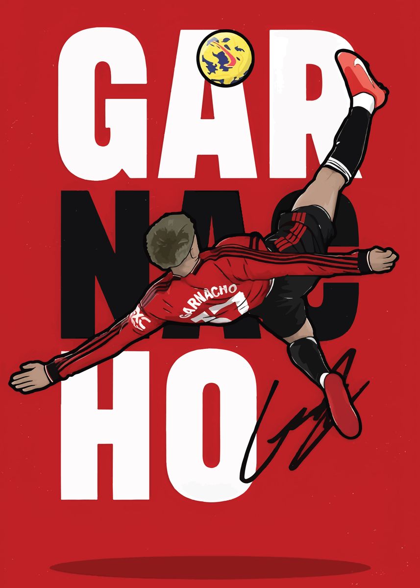 'Garnacho Football Art' Poster, picture, metal print, paint by maxmah ...