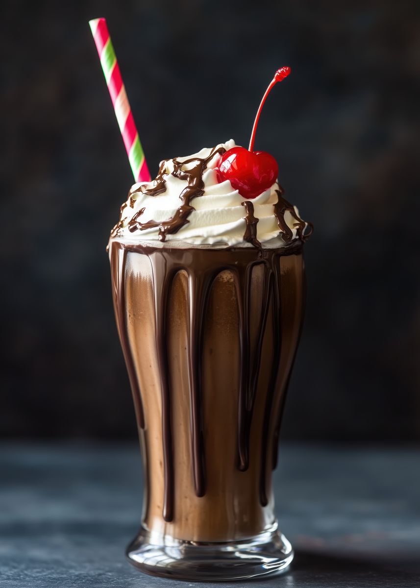 'Chocolate Milkshake with Cherry' Poster, picture, metal print, paint ...