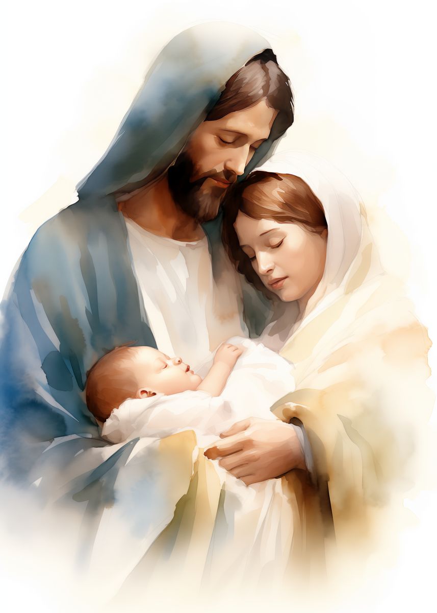 'Nativity Scene - Baby Jesus, Mary & Josef' Poster, picture, metal ...