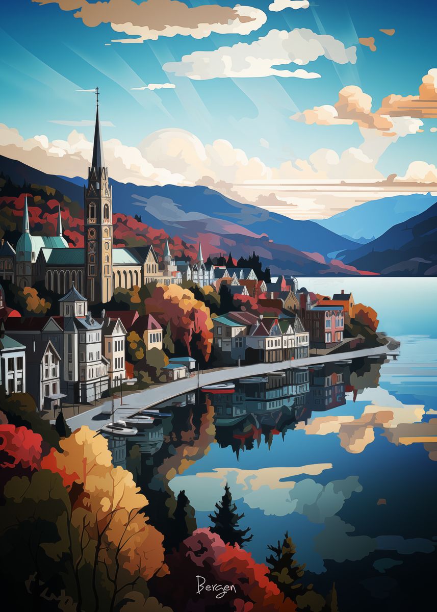 'Bergen Oil Painting' Poster, picture, metal print, paint by Mehdi ...