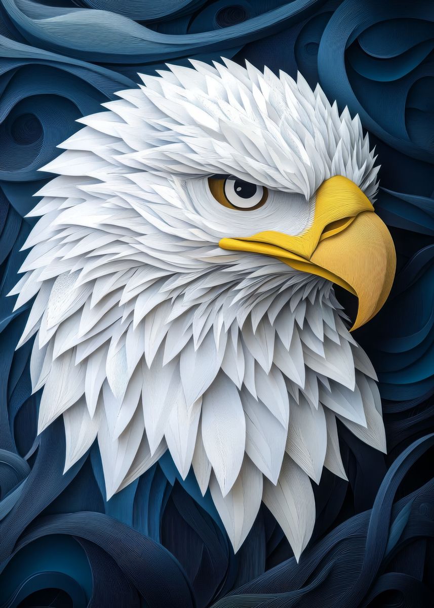 'Papercut Bald Eagle' Poster, picture, metal print, paint by Mason ...