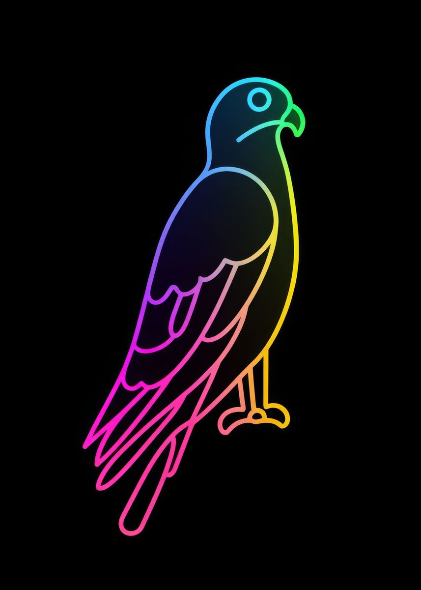 'Rainbow Hawk Outline' Poster, picture, metal print, paint by Lily Rose ...