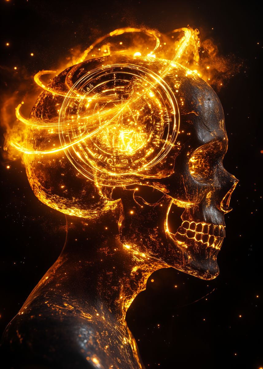 'Glowing Skull with Orbs' Poster, picture, metal print, paint by ...