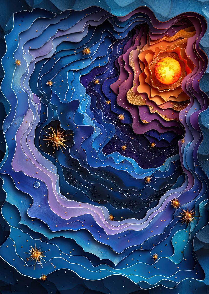 'Papercut Galaxy' Poster, picture, metal print, paint by BS Design ...