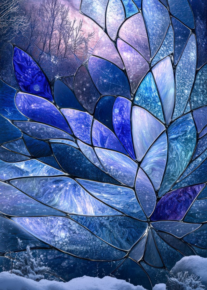'Stained Glass Winter' Poster, picture, metal print, paint by Golden ...