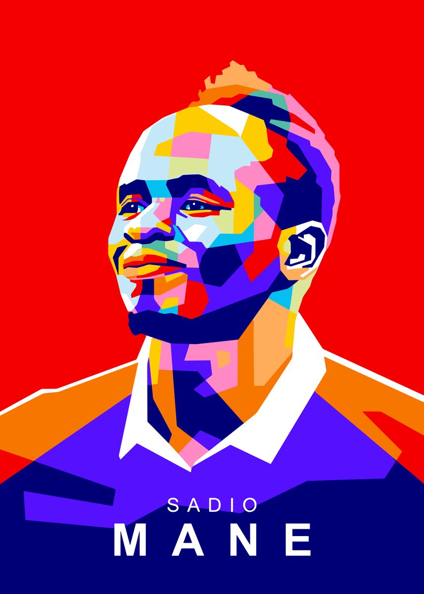 'Sadio Mané Pop Art Portrait' Poster, picture, metal print, paint by ...