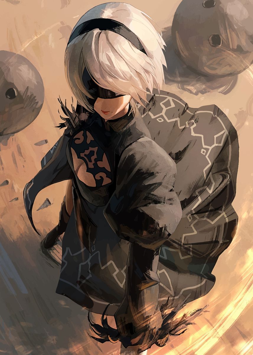 '2B Nier Automata Artwork' Poster, picture, metal print, paint by ...