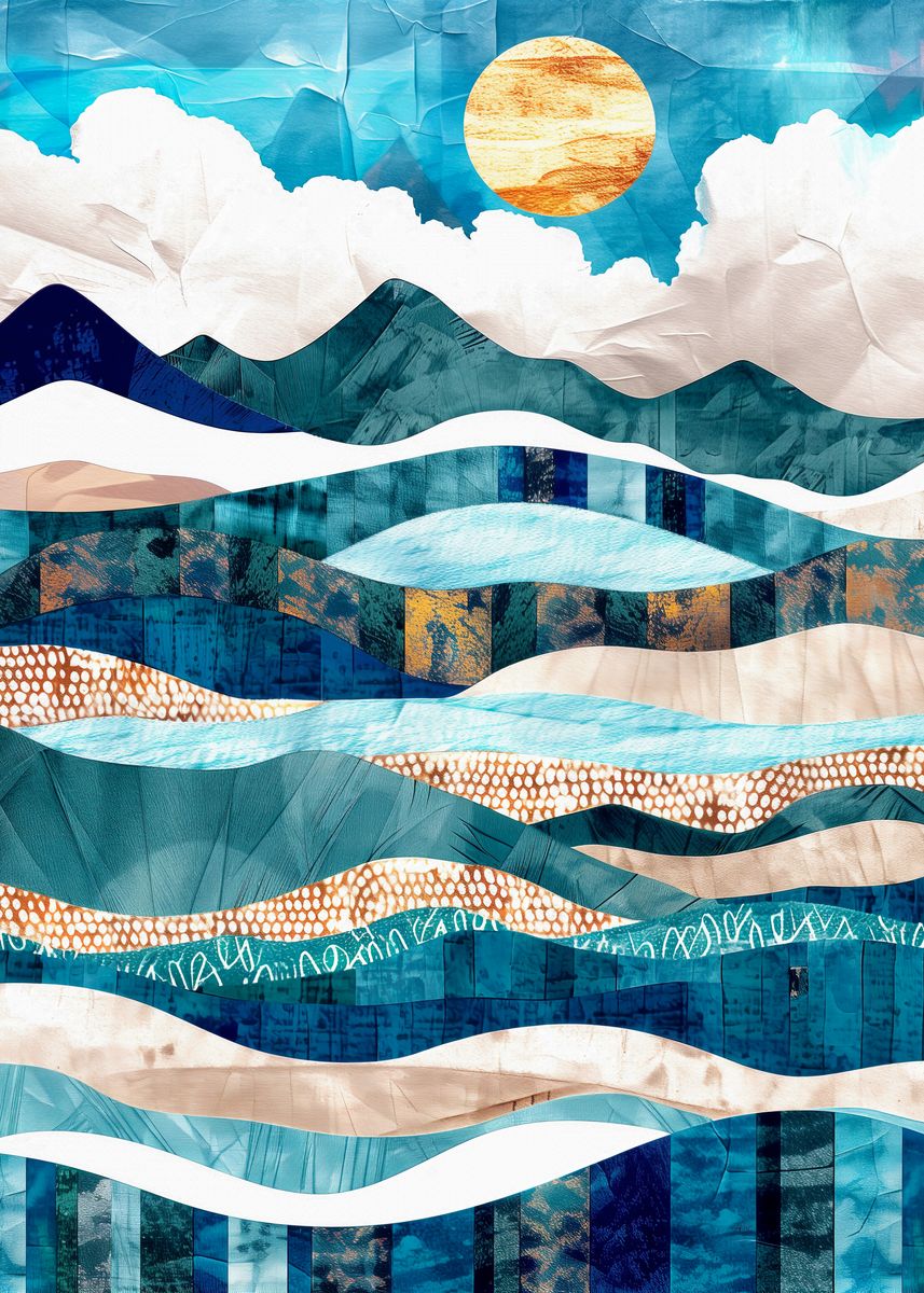 'Abstract Landscape Collage' Poster, picture, metal print, paint by ...