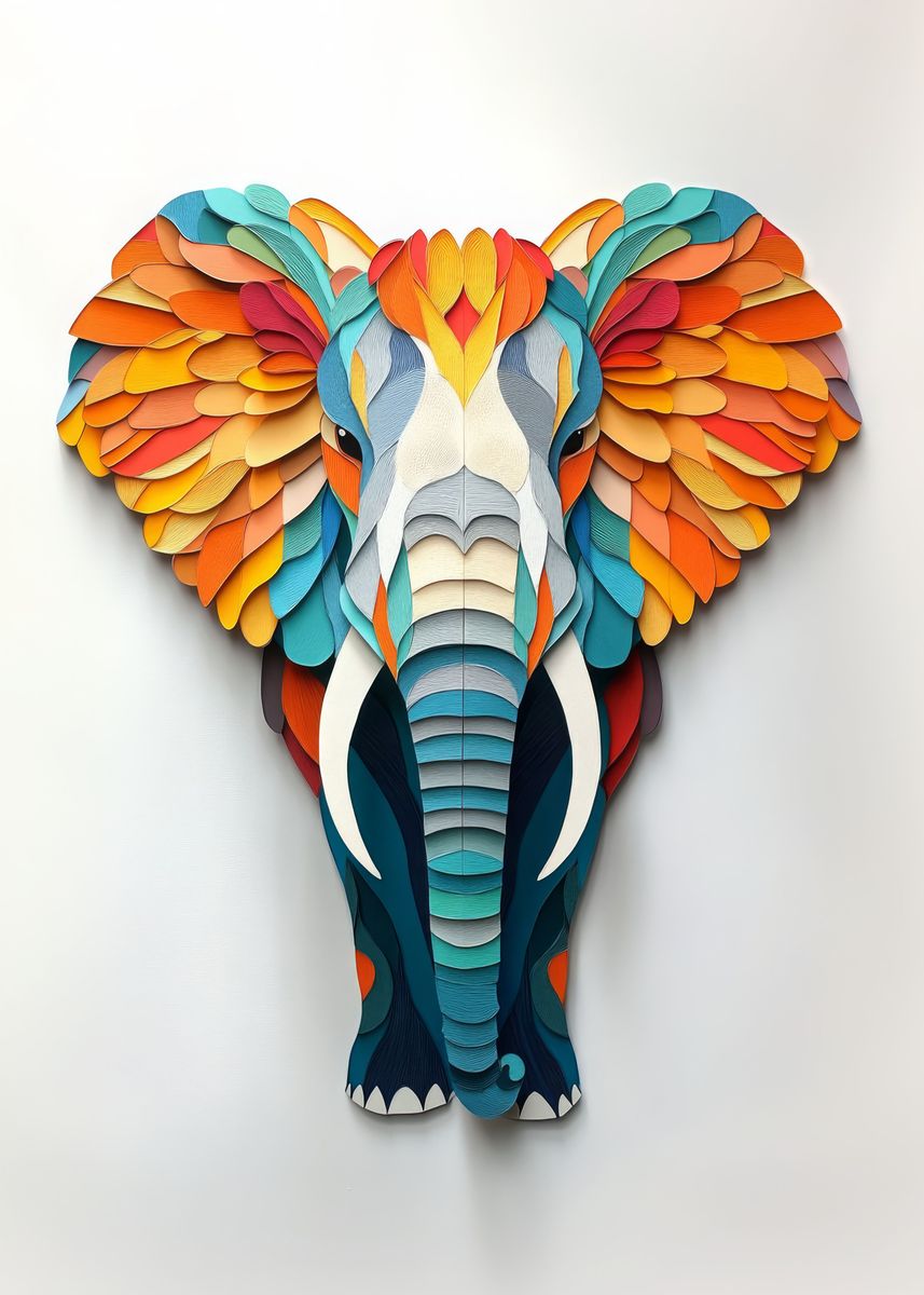 'Papercut Elephant Art' Poster, picture, metal print, paint by Mason ...